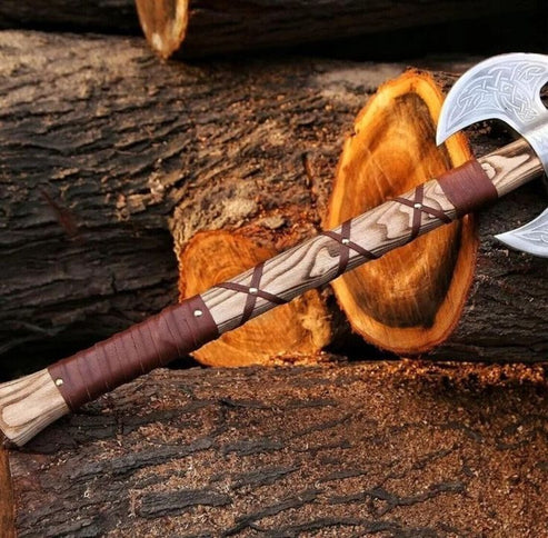 Mastercraft Battle Axe: Custom Handmade Engraved Double Blades with D2 ...