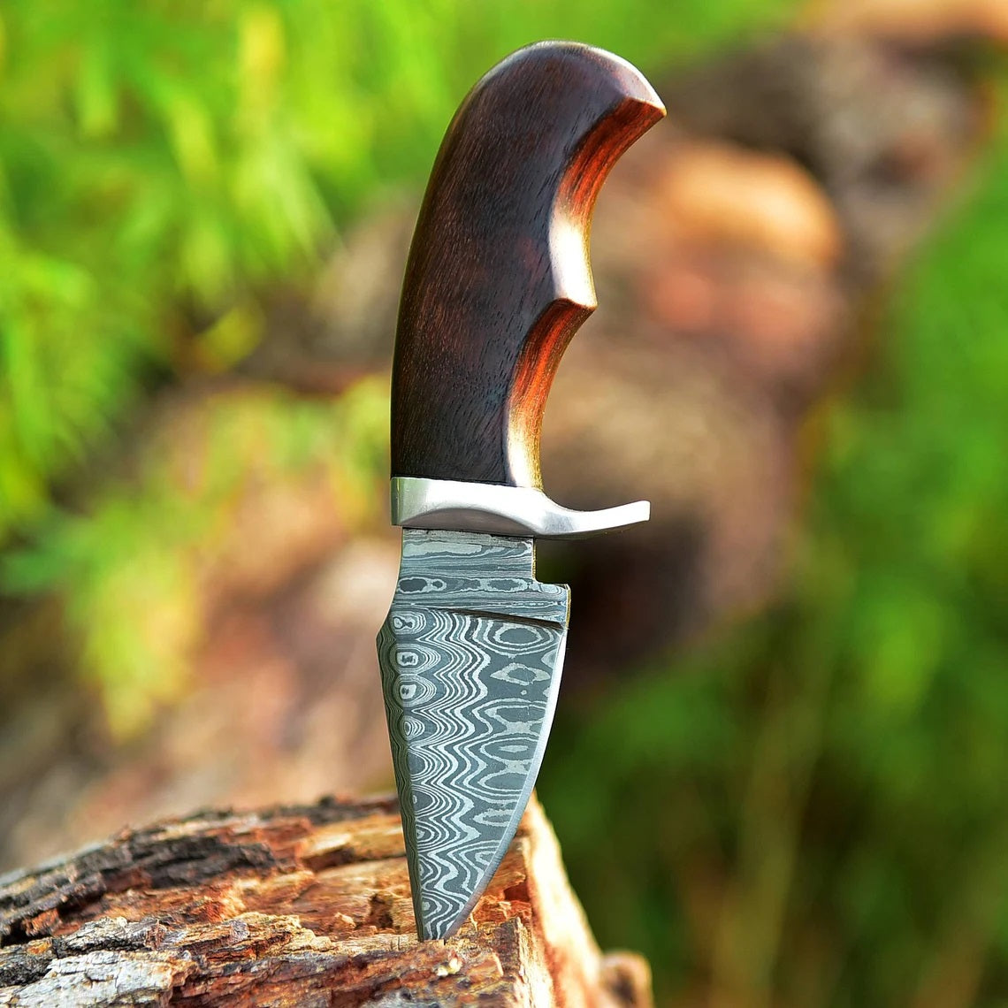 "Custom Handmade Damascus Steel EDC Skinning Knife | Rosewood Handle ...