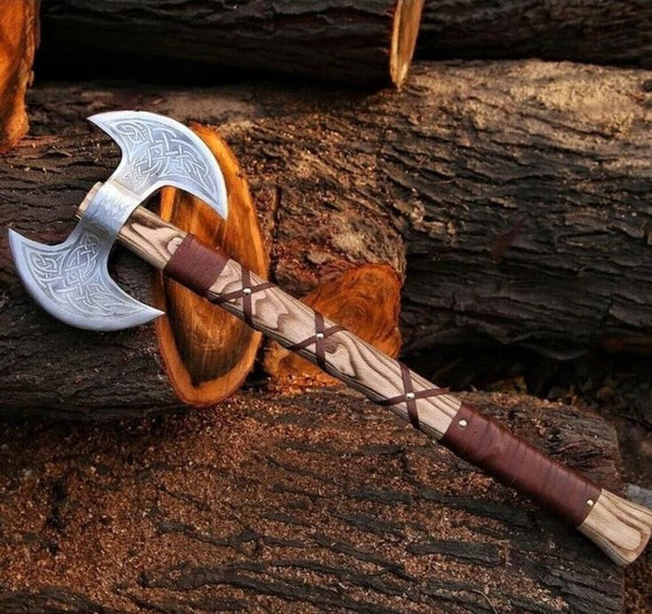 Mastercraft Battle Axe: Custom Handmade Engraved Double Blades with D2 ...