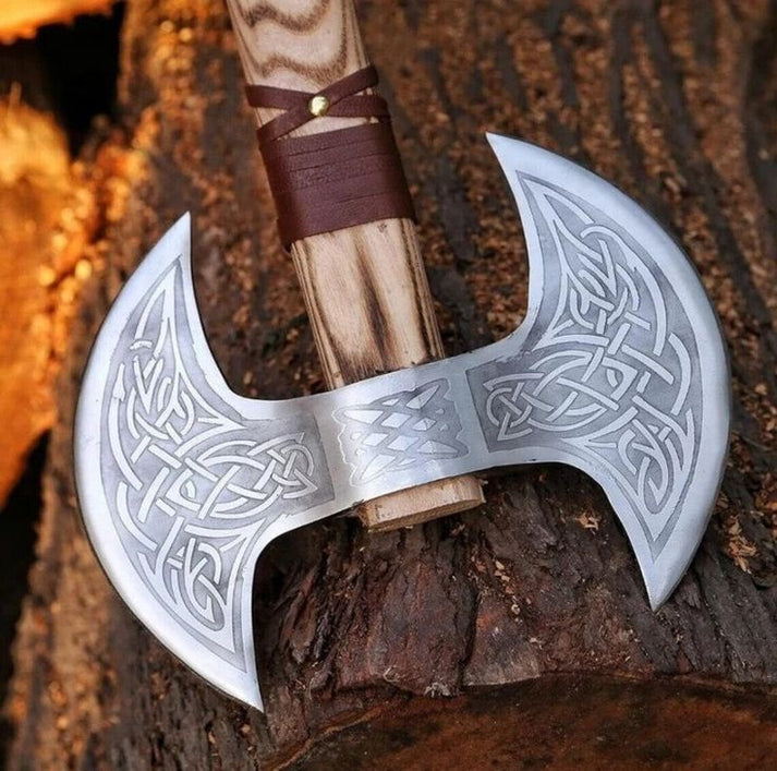 Mastercraft Battle Axe: Custom Handmade Engraved Double Blades with D2 ...