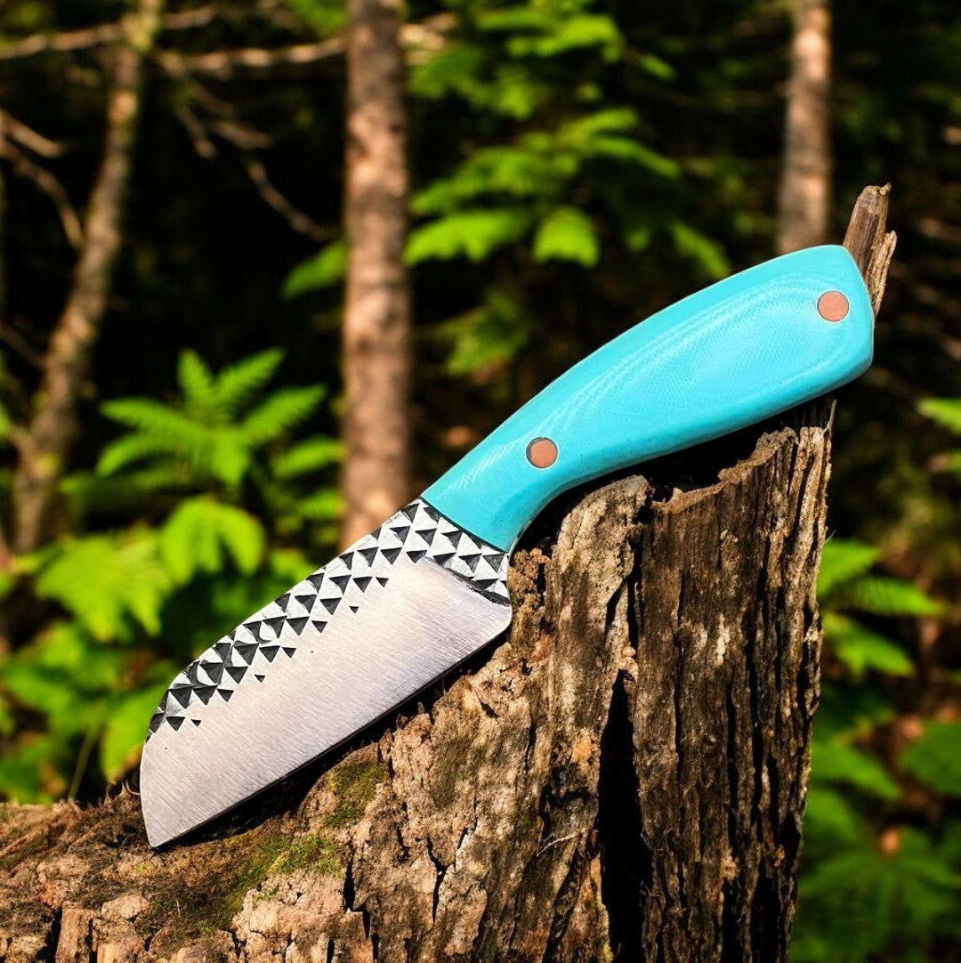 Custom Bull Cutter Knife Farrier Rasp Steel Turquoise G10 – KBS Knives ...