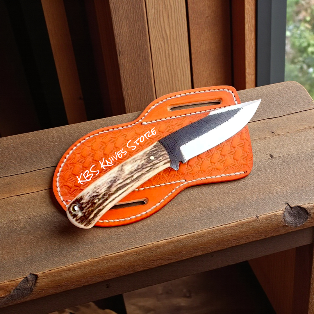 Rustic Elk Horn Knife 1095 Steel 4" Blade with Sheath – KBS Knives Store