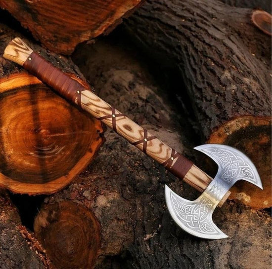 Mastercraft Battle Axe: Custom Handmade Engraved Double Blades with D2 ...