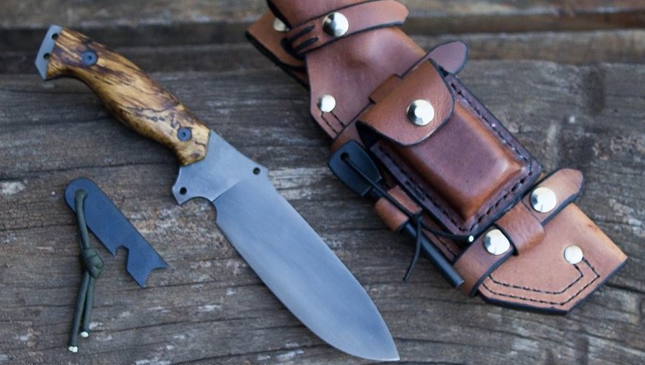 O1 Steel Handmade Custom Survival Camping Knife with Burl Wood Handle ...