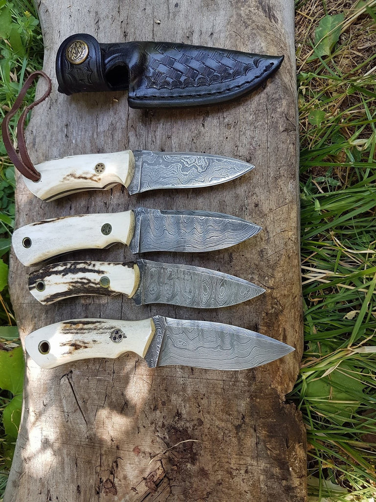 Handcrafted Small Hunting Knife with Damascus Steel