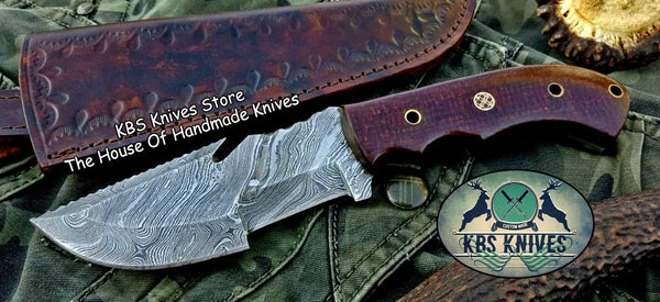 Custom Handcrafted Damascus Steel Tops Tracker Knife - Ideal for Survi