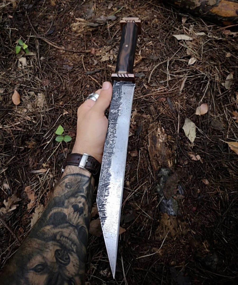 Custom Handmade Hand Forged 1095 Steel Viking Seax Knife with Rosewood ...