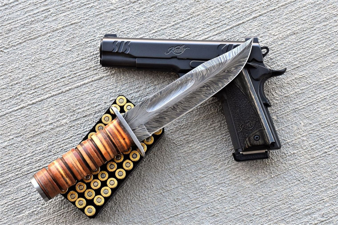Custom Handmade Feather Pattern Damascus Steel Survival Hunting Knife ...